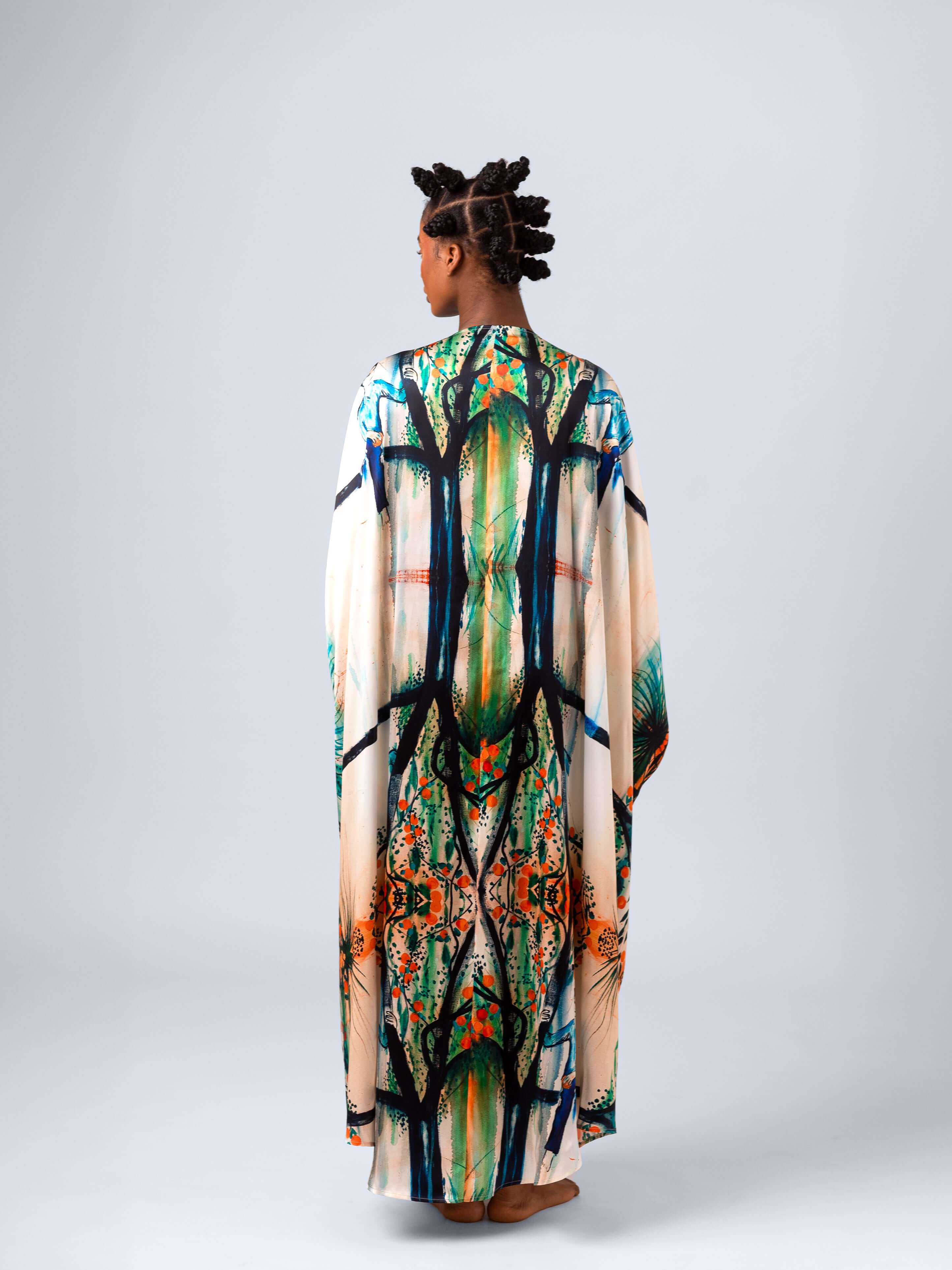 Silk Kaftan Les Orangers – Omar Mahfoudi x MBD – Mirellabroggidaughters